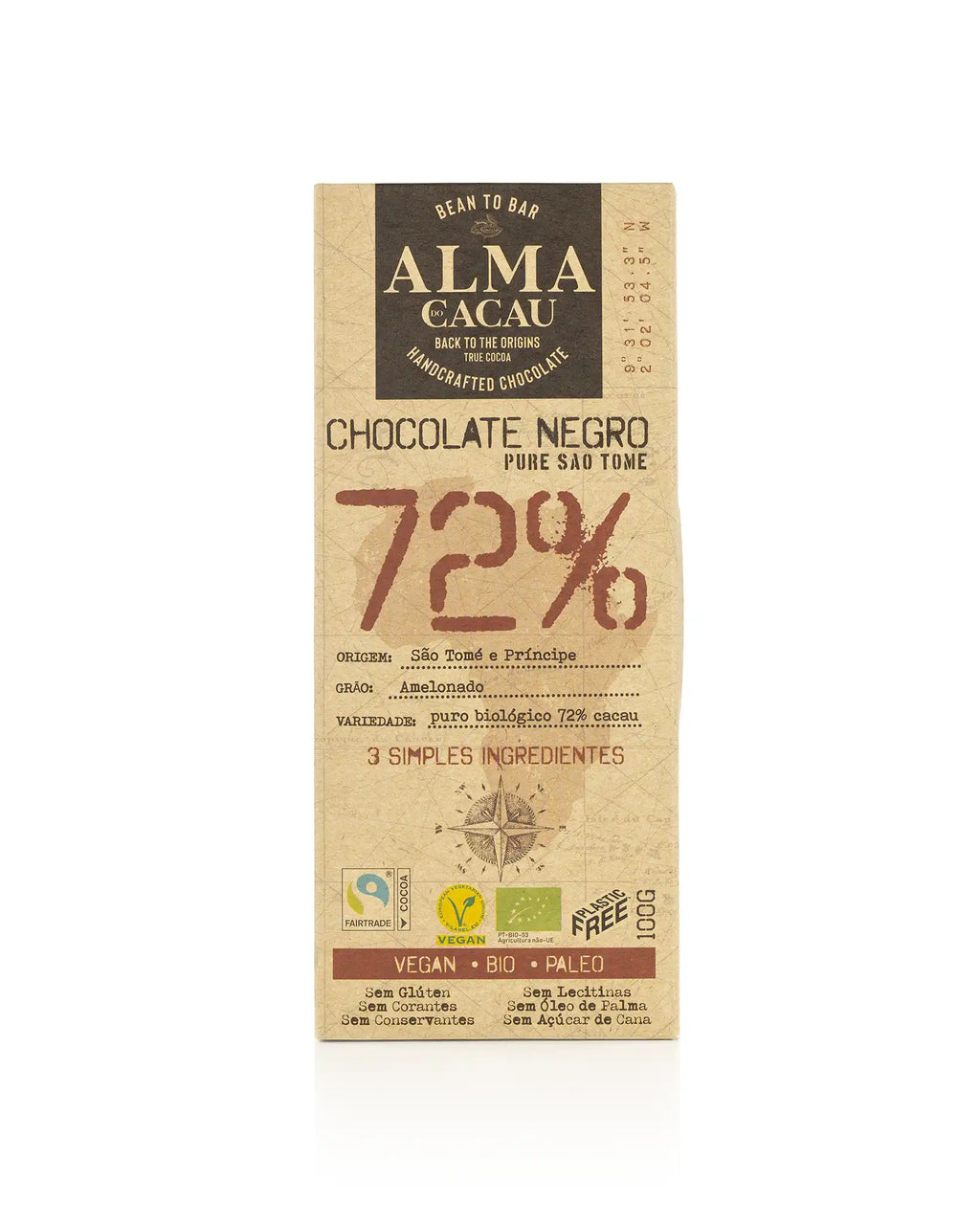 Chocolate Negro BIO 72% Cacau Alma do Cacau 100g – Nómada Chocolates