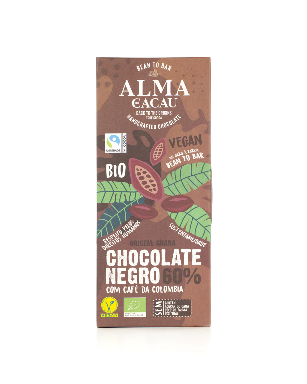BIO Dark Chocolate 60% Cocoa with Roasted Coffee Alma do Cacau 100g ...
